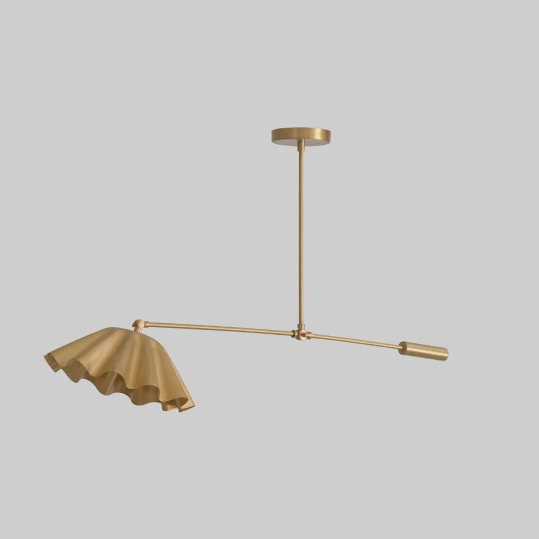 Brass Swing Arm Ceiling Light, Pleated Shade Mid Century Modern Pendant ...