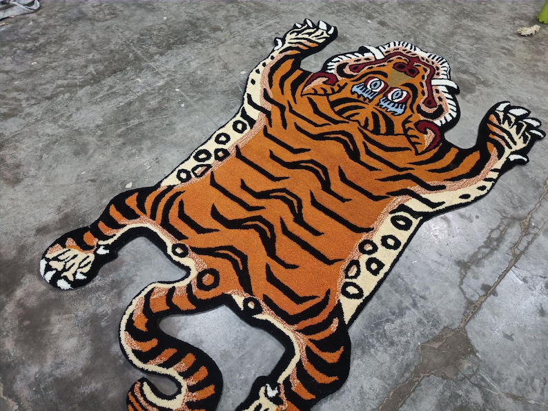 Tiger Tufted Rug, Handmade Tiger Area Rug, Large Animal Rug, Luxury ...