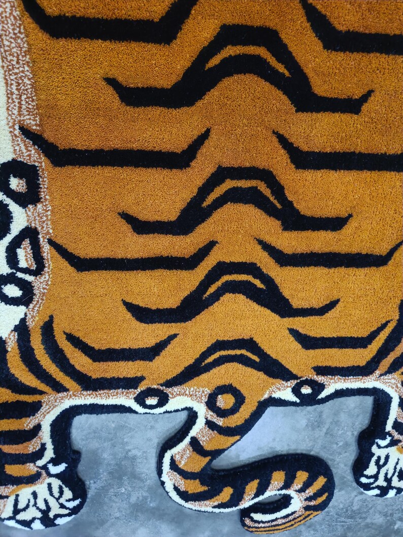 Tiger Tufted Rug, Handmade Tiger Area Rug, Large Animal Rug, Luxury ...
