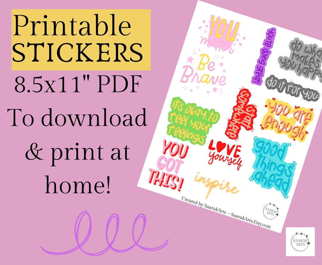 Printable Stickers Printable Sticker Sheet Printable - Etsy UK