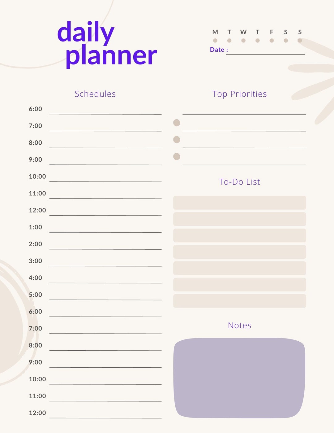Daily Planner Pdf, Printable Pdf, Instant Download Productivity Planner ...