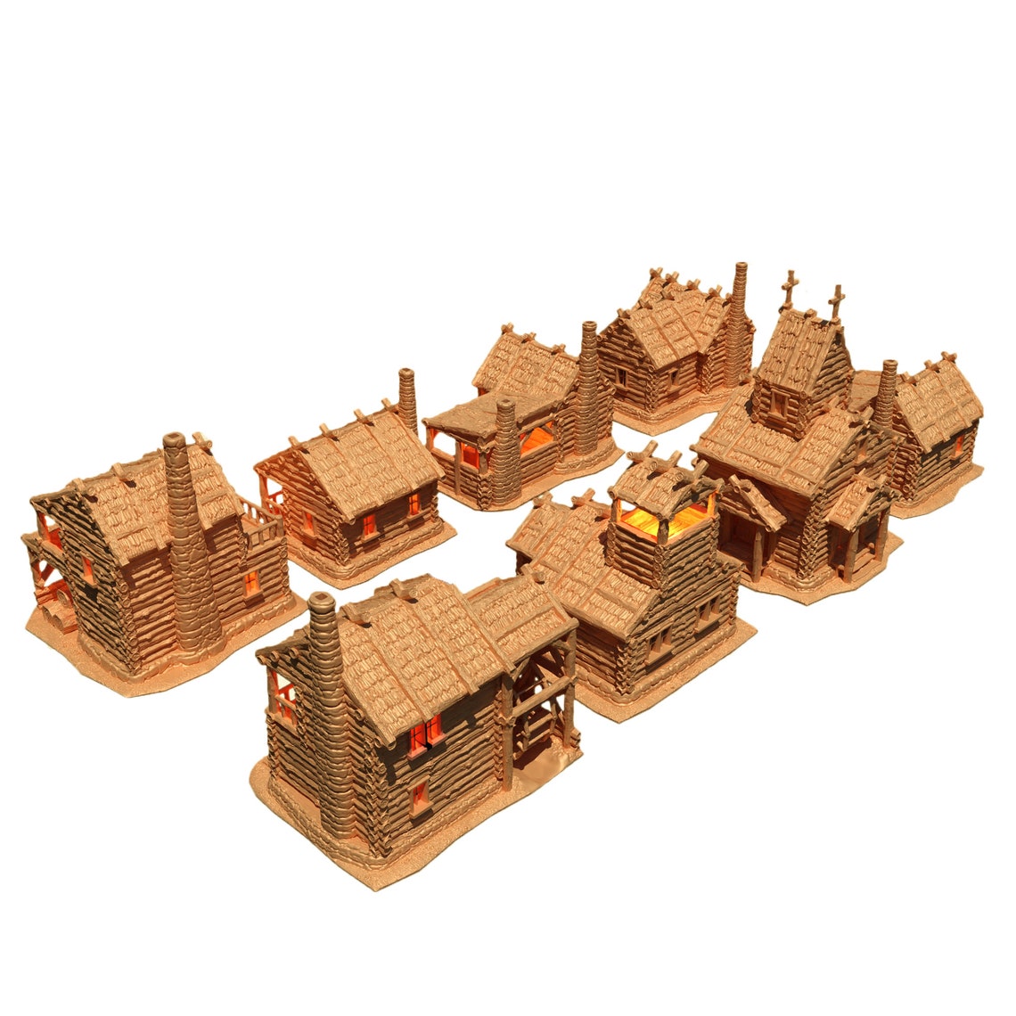 Forest Cabins Collection Dnd Terrain, 8 Log Cabin Style Buildings ...
