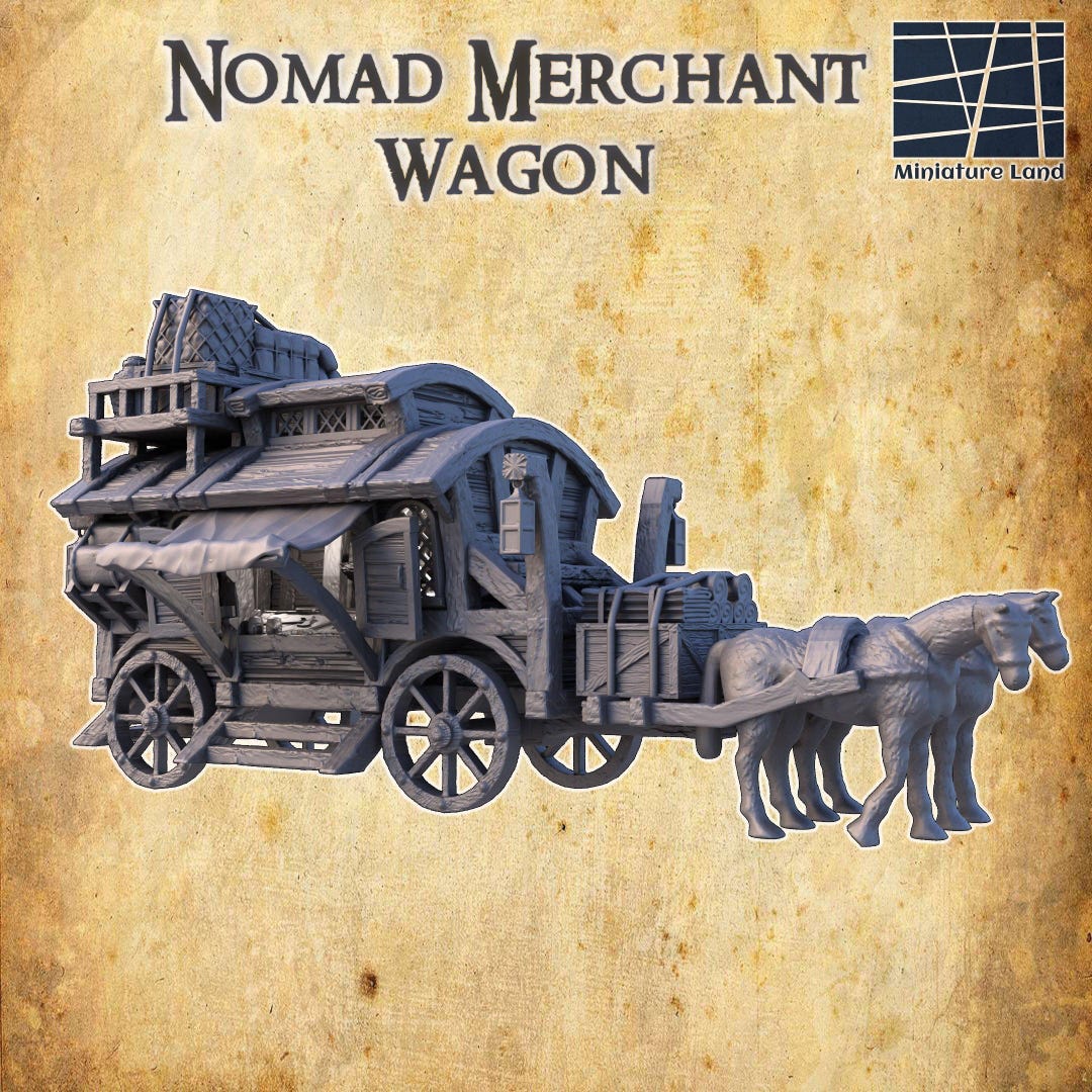 Nomad Merchant Wagon | 3D Printed Fantasy Caravan Tabletop Terrain ...