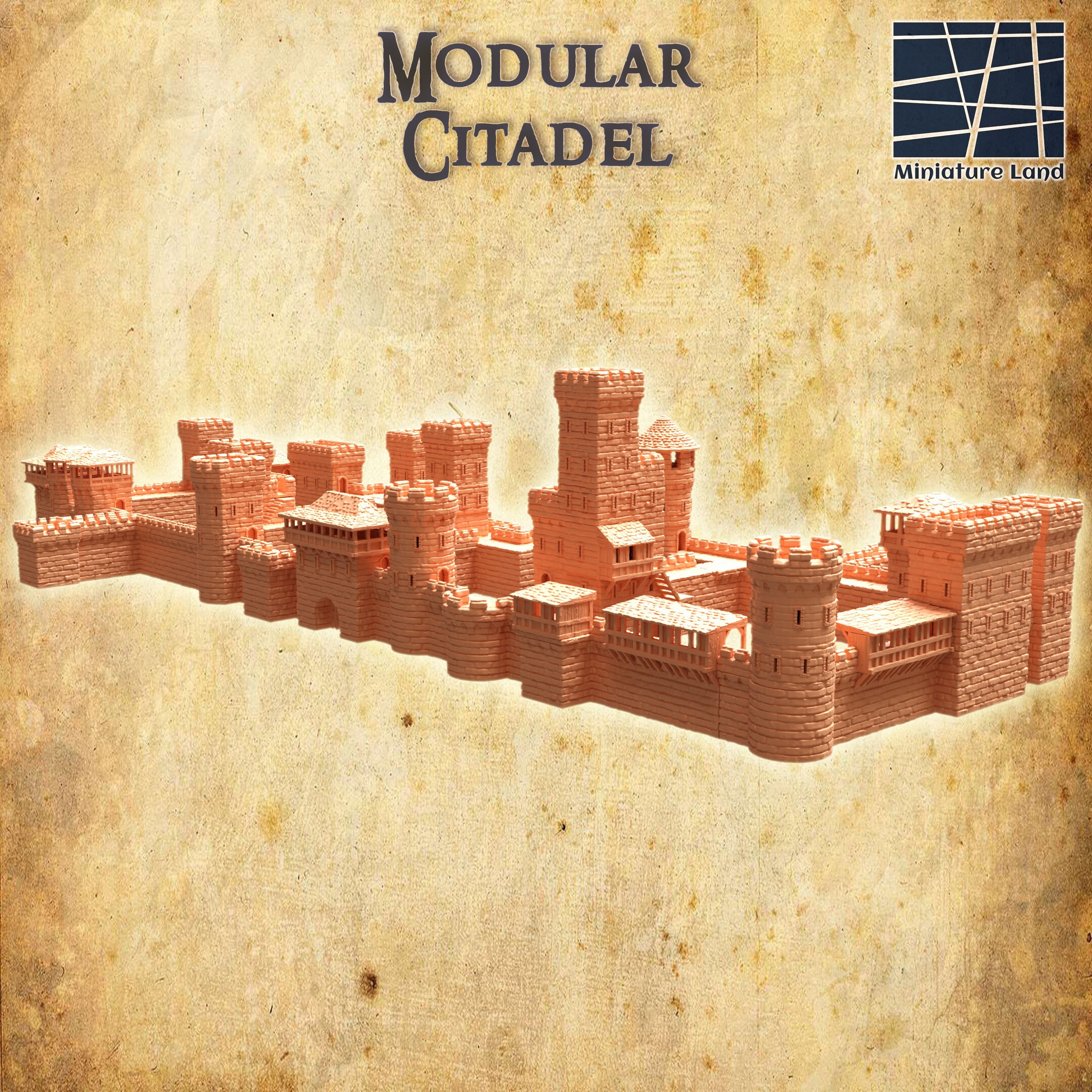 Dnd Modular Citadel Mega Terrain, Dnd Medieval Walled City (28mm ...