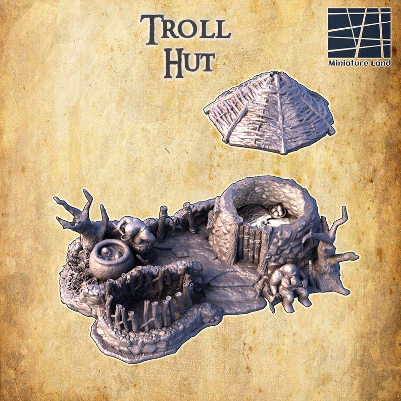 Troll Hut | 3D Printed Tabletop RPG & Dnd Terrain | Fantasy Miniature ...