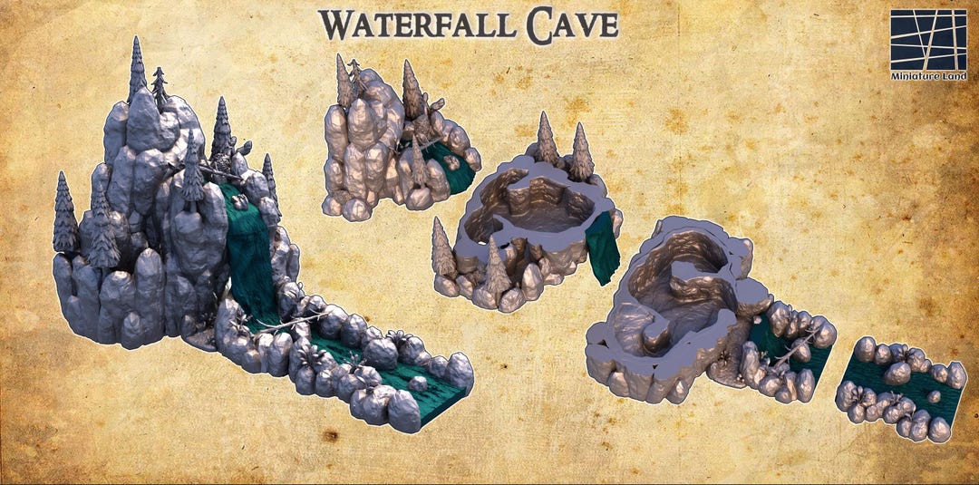 Waterfall Cave | 3D Printed Tabletop Terrain for Dnd & RPG Miniatures ...