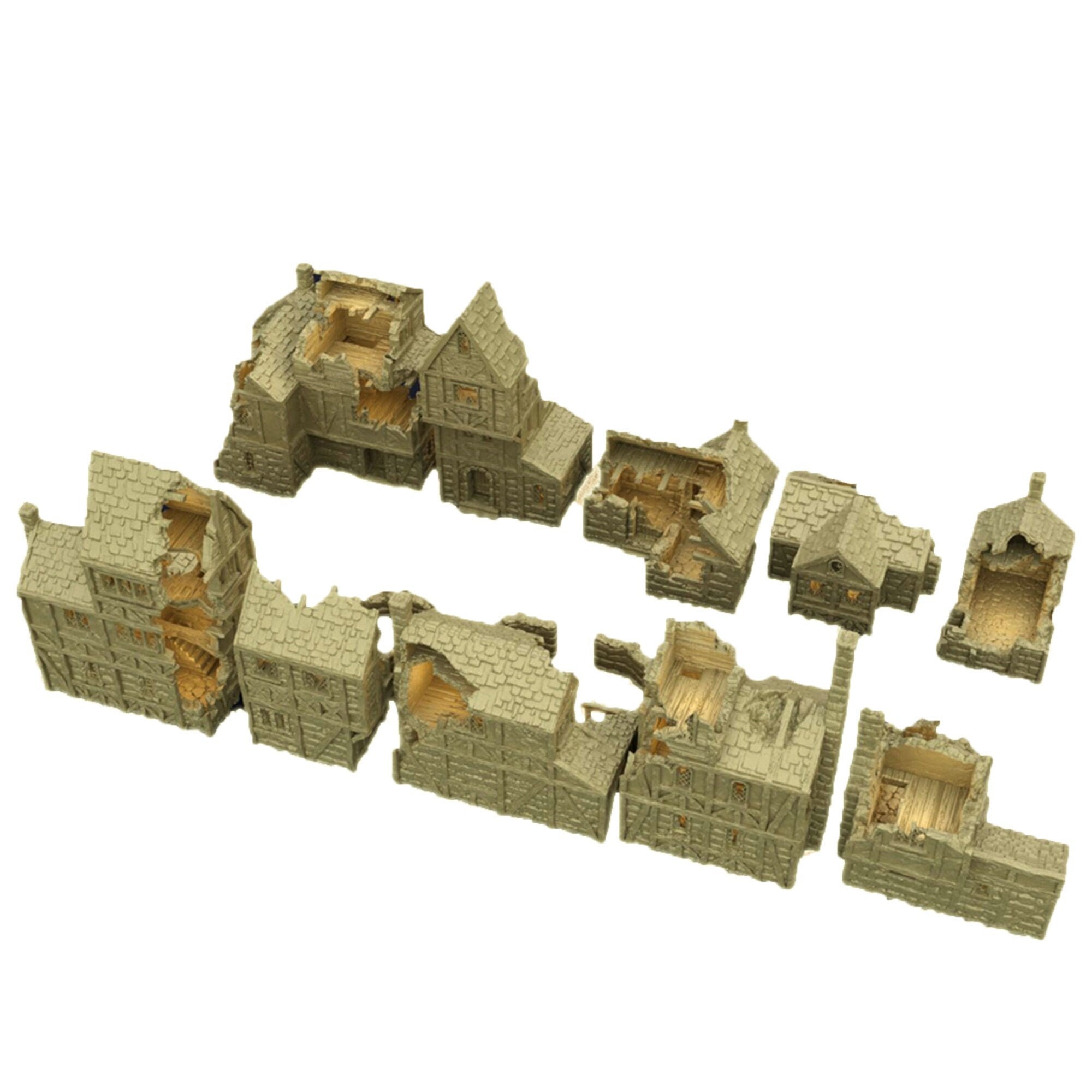 Ruined Village Medieval Terrain, Dnd Destroyed Village, Miniatureland ...