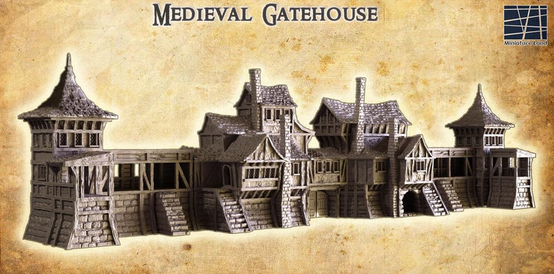 Medieval Gatehouse | 3D Printed Modular Fantasy Castle Wall & Tower ...