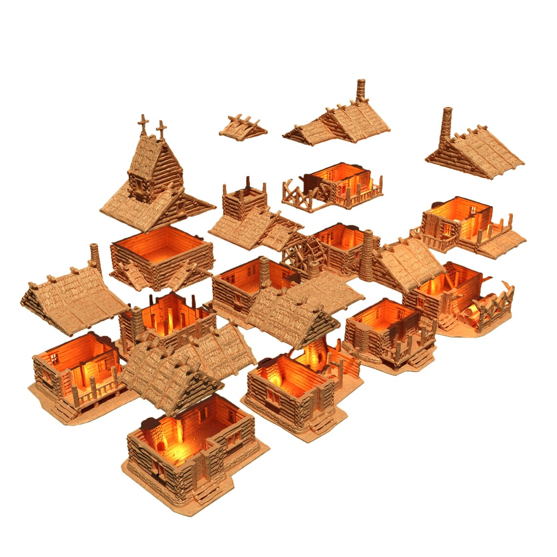 Forest Cabins Collection Dnd Terrain, 8 Log Cabin Style Buildings ...