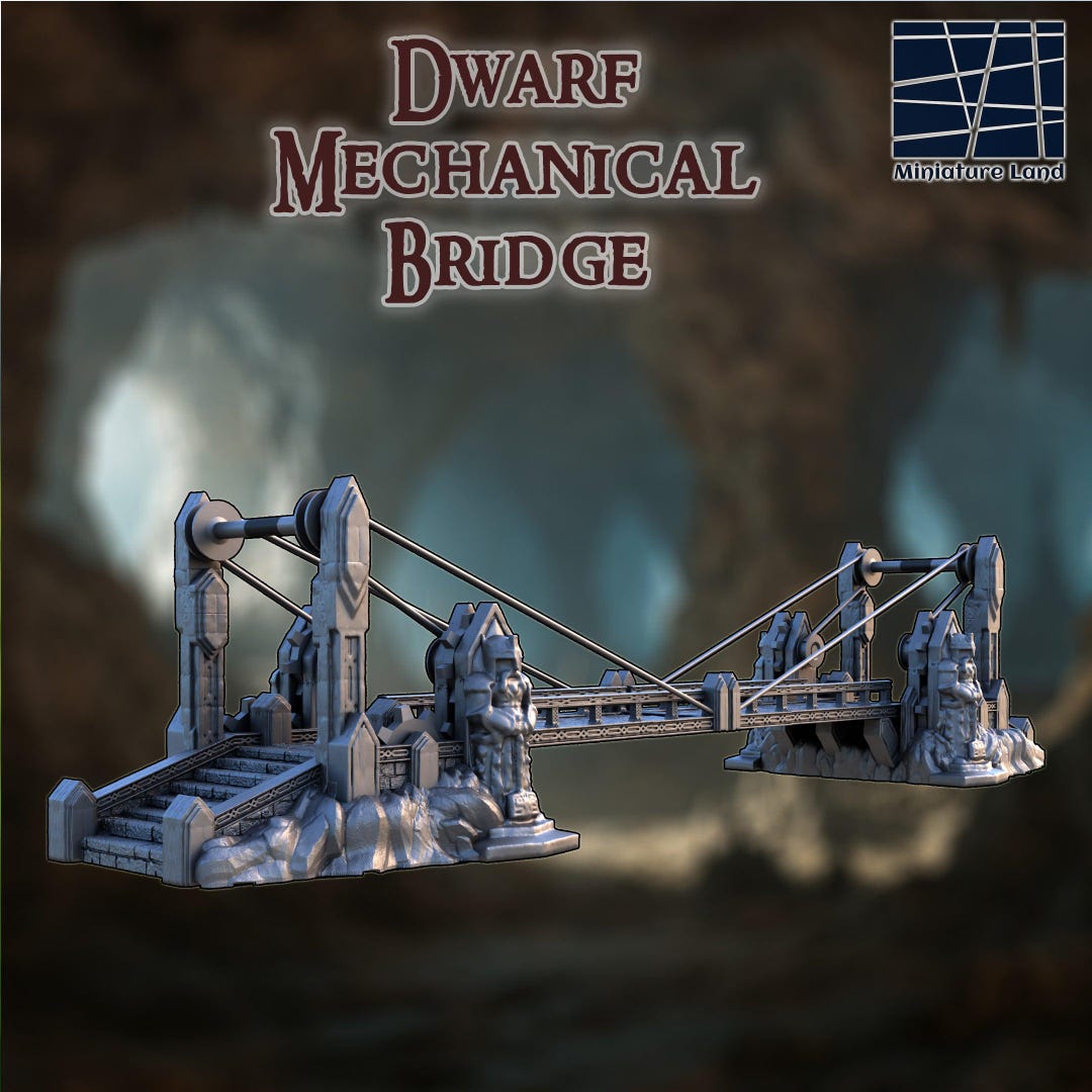 Dwarf Mechanical Bridge | 3D Printed Terrain for D&D and RPG Tabletop ...