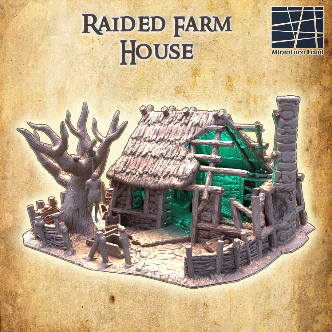 Raided Farmhouse | 3D Printed Post-attack Ruined Building Terrain for ...