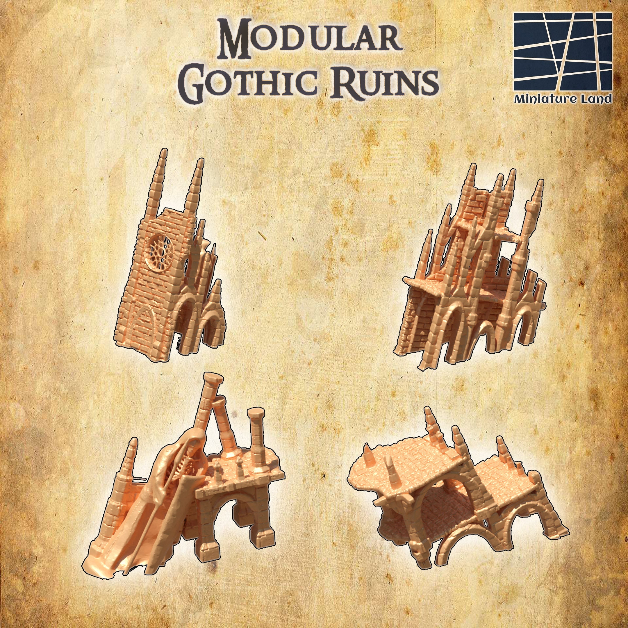 Modular Gothic Ruin, Dnd Ruins Terrain, Large Ruin, Miniatureland - Etsy
