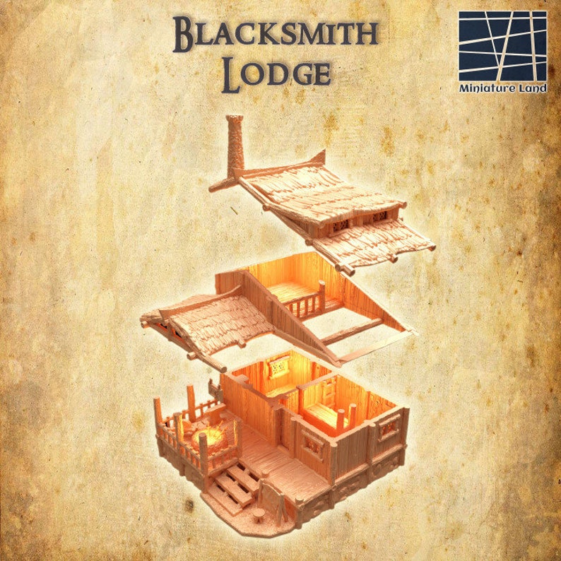 Blacksmith Lodge Tabletop Terrain Village Terrain - Etsy