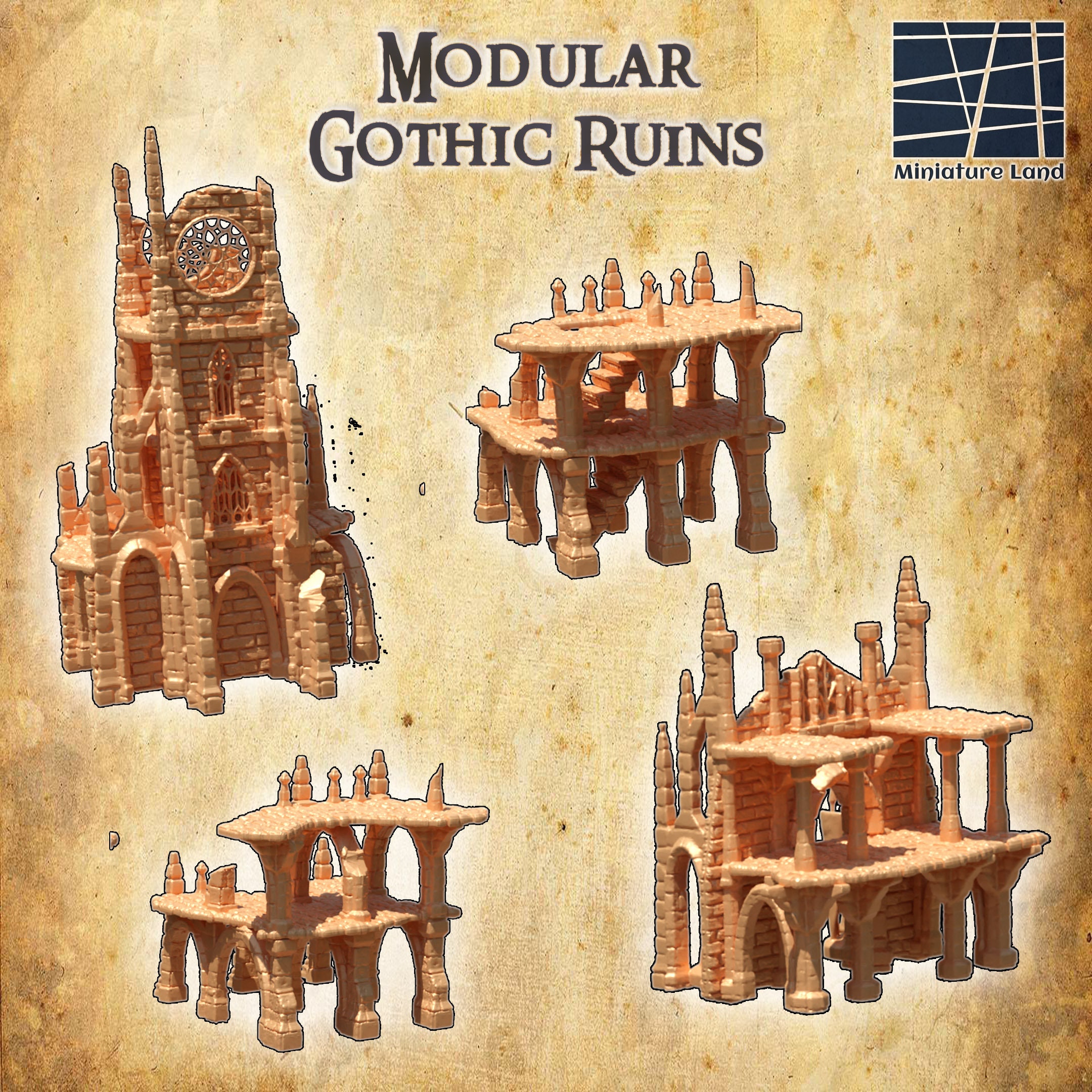 Modular Gothic Ruin, Dnd Ruins Terrain, Large Ruin, Miniatureland - Etsy