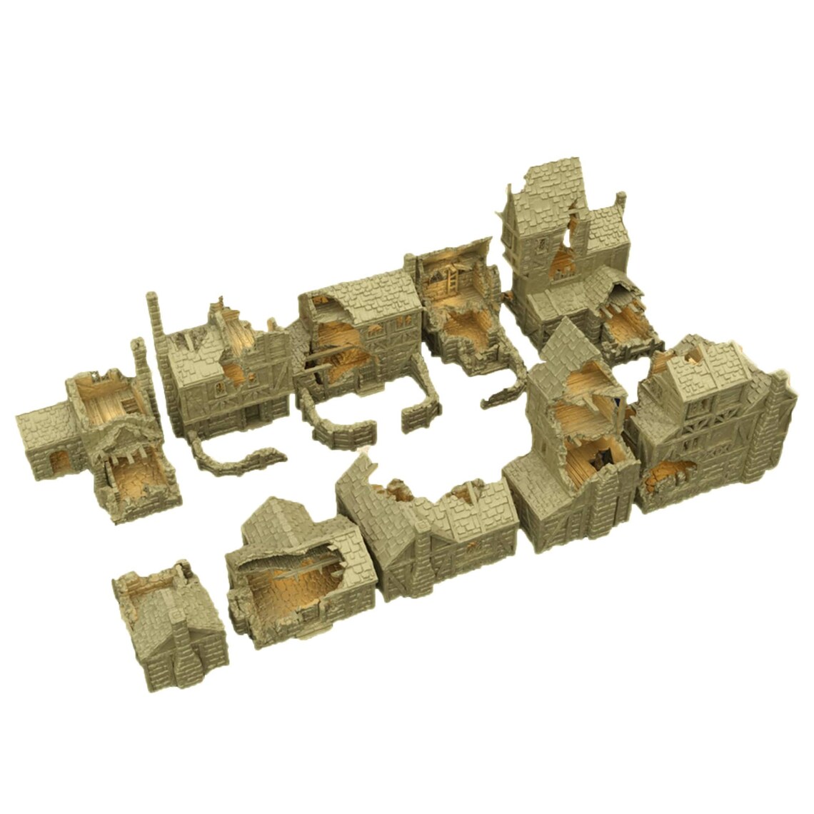 Ruined Village Medieval Terrain, Dnd Destroyed Village, Miniatureland ...