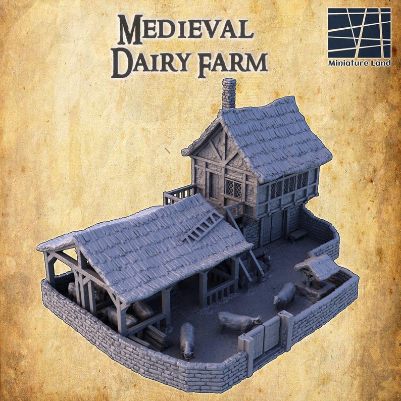 Medieval Dairy Farm 3D Printed Terrain | D&D + RPG Scenery | Fantasy ...