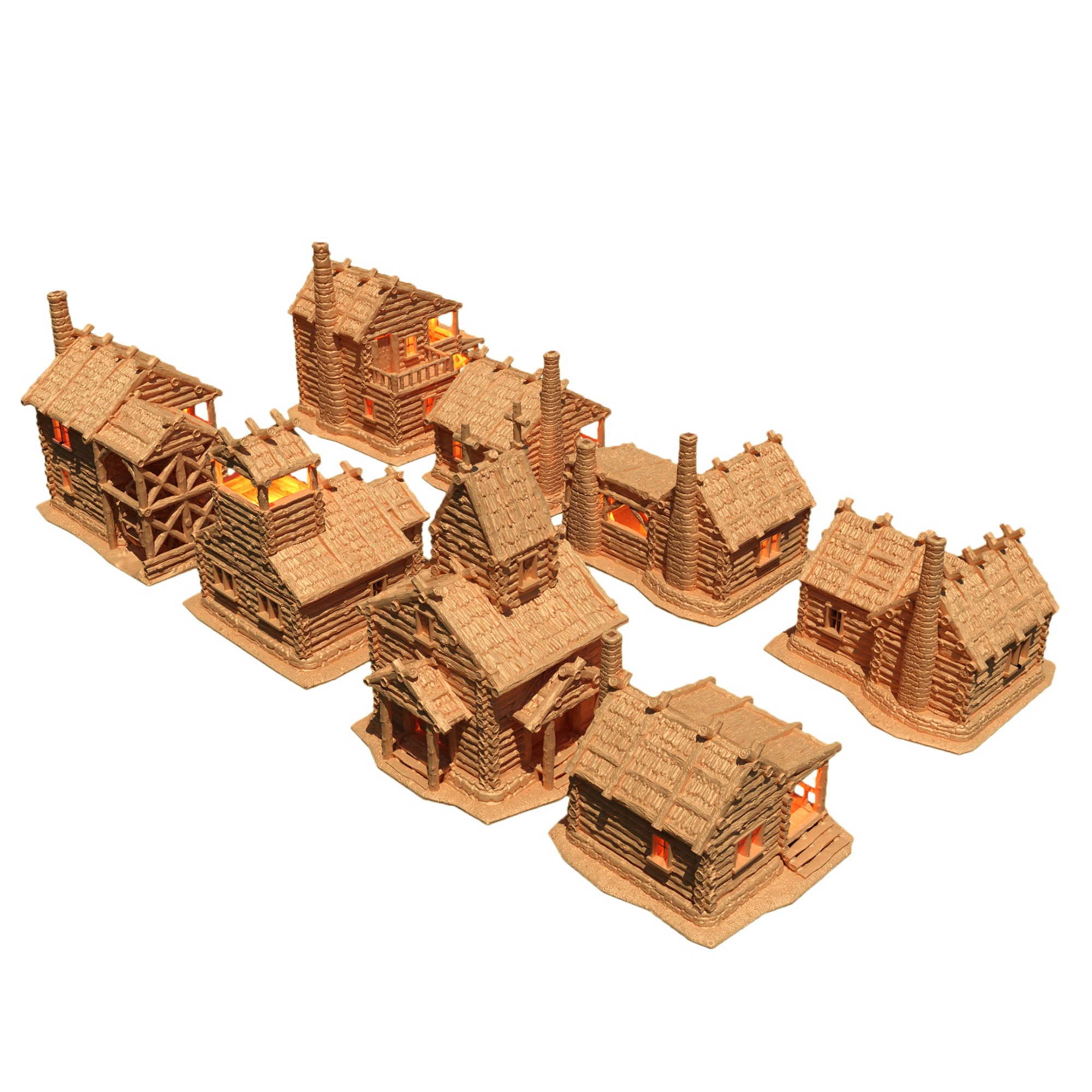 Forest Cabins Collection Dnd Terrain, 8 Log Cabin Style Buildings ...
