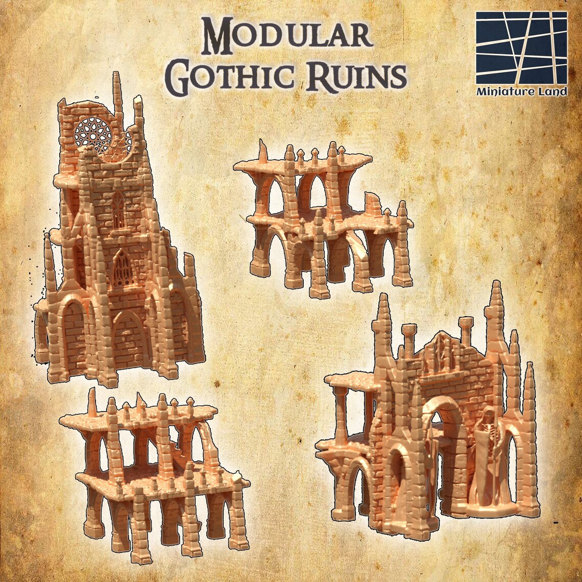 Modular Gothic Ruin, Dnd Ruins Terrain, Large Ruin, Miniatureland - Etsy