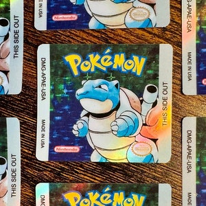 Pokémon Blue Holographic Label - Laminated Replacement Label for Game ...