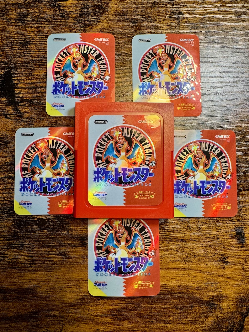 Japanese Pokémon Red Holographic Kitsch Bent Game Boy Cart Labels - Etsy