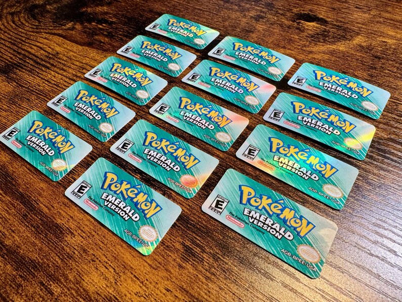 Pokémon Emerald GBA Holographic Label - Laminated Replacement Label for ...