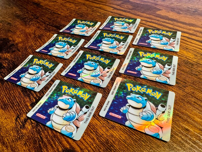 Pokémon Blue Holographic Label - Laminated Replacement Label for Game ...