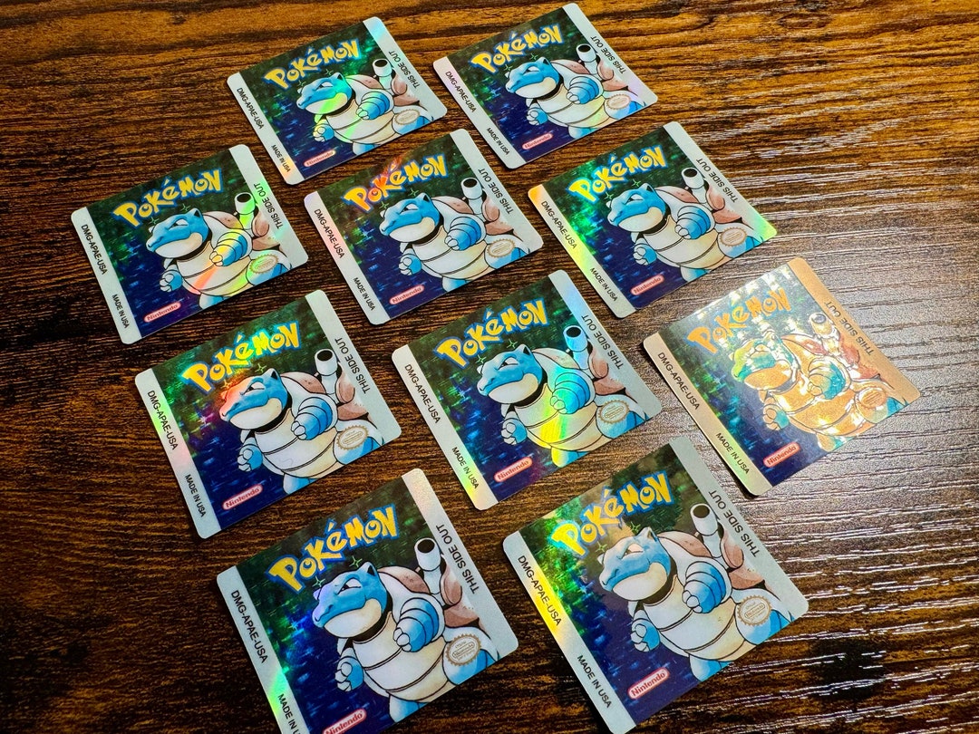 Pokémon Blue Holographic Label - Laminated Replacement Label for Game ...