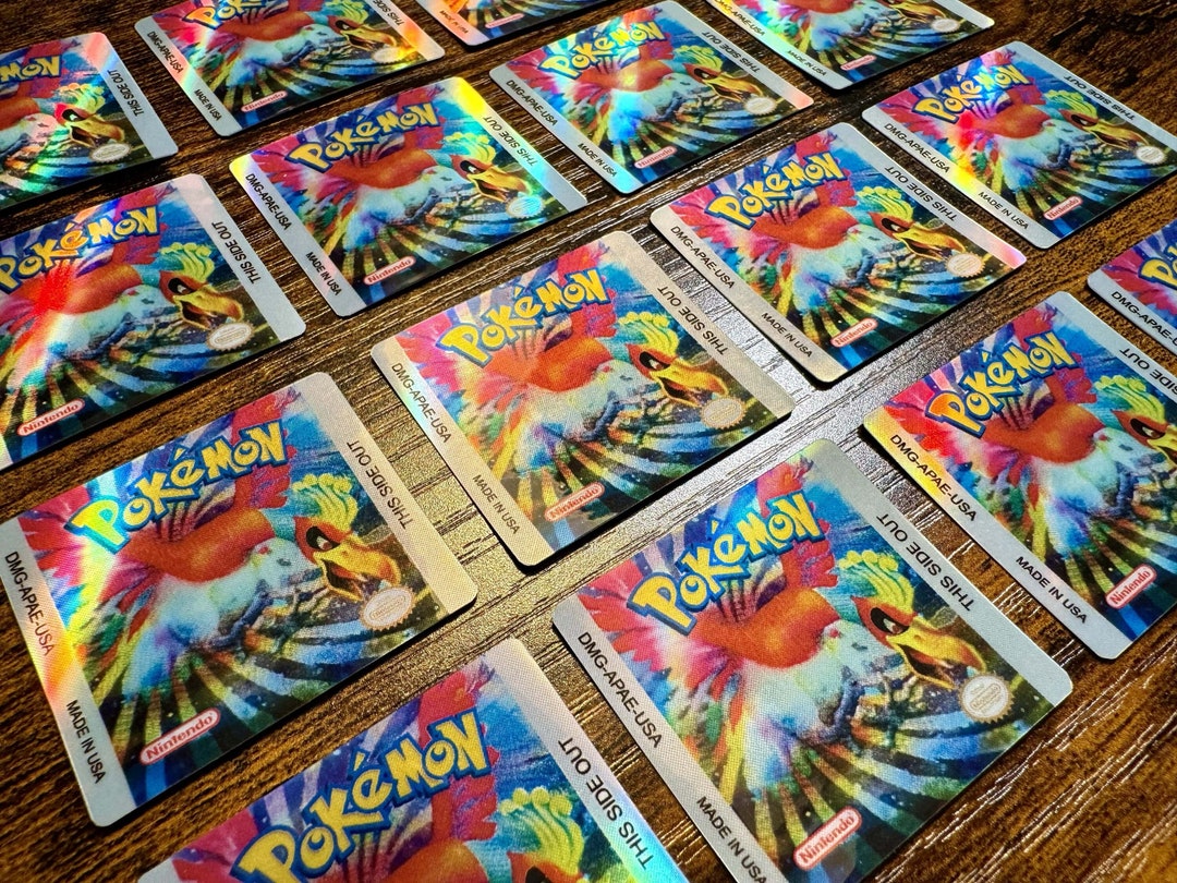 Pokémon Gold Holographic Label - Laminated Replacement Label for Game ...