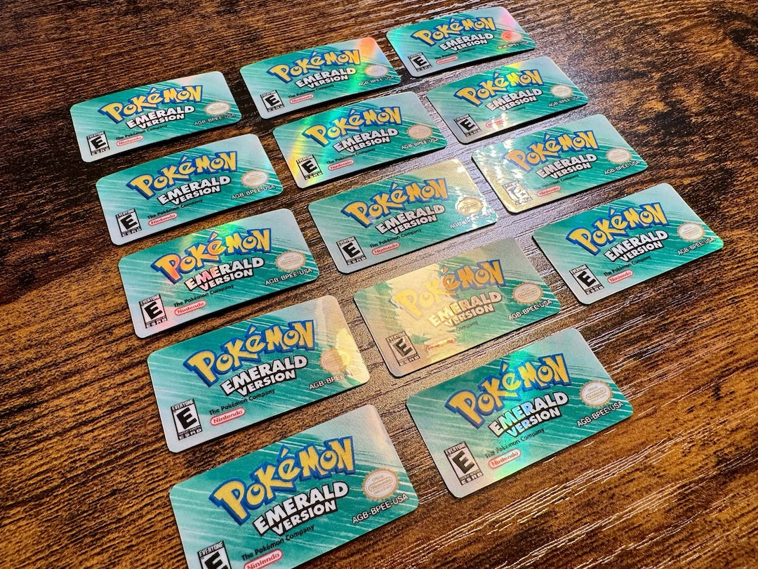 Pokémon Emerald GBA Holographic Label - Laminated Replacement Label for ...