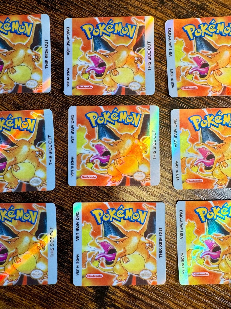 Pokémon Red Holographic Label - Laminated Replacement Label for Game ...