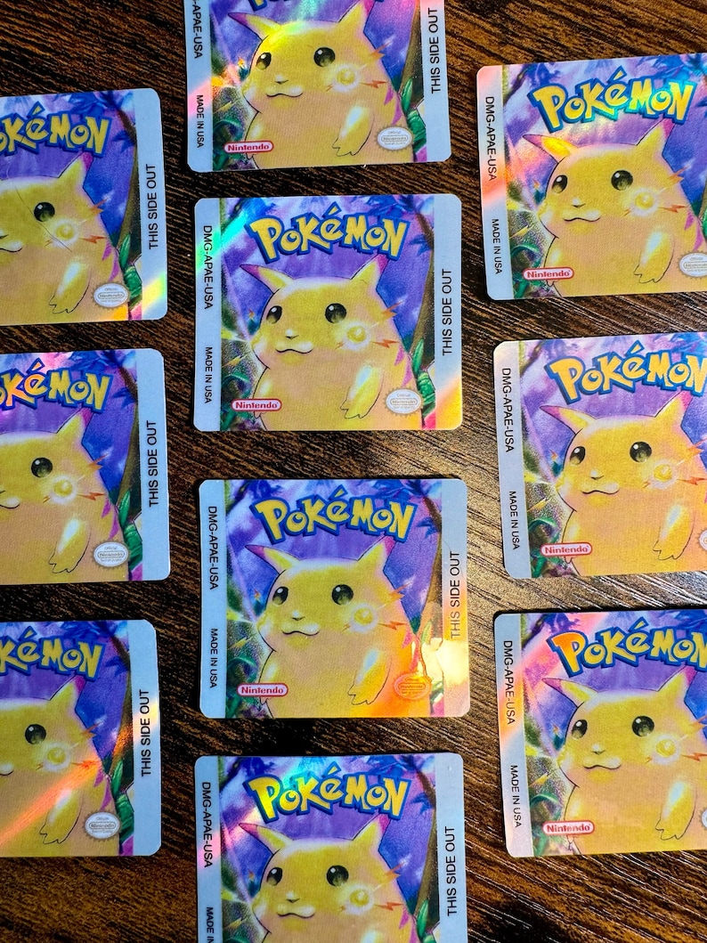 Pokémon Yellow Holographic Label - Laminated Replacement Label for Game ...