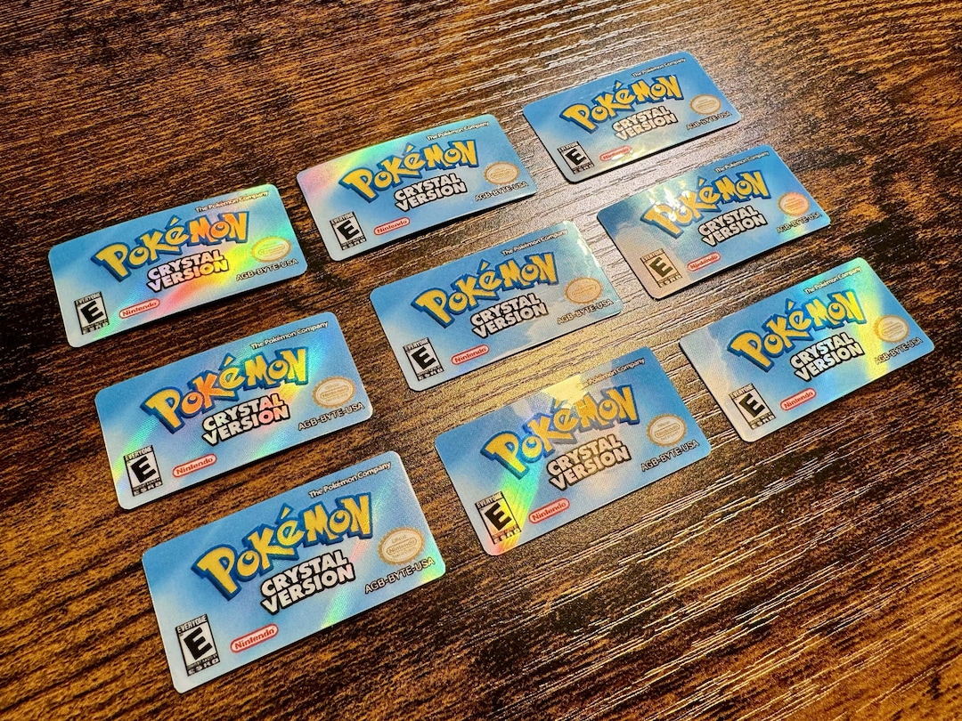 Pokémon Crystal GBA Holographic Label - Laminated Replacement Label for ...