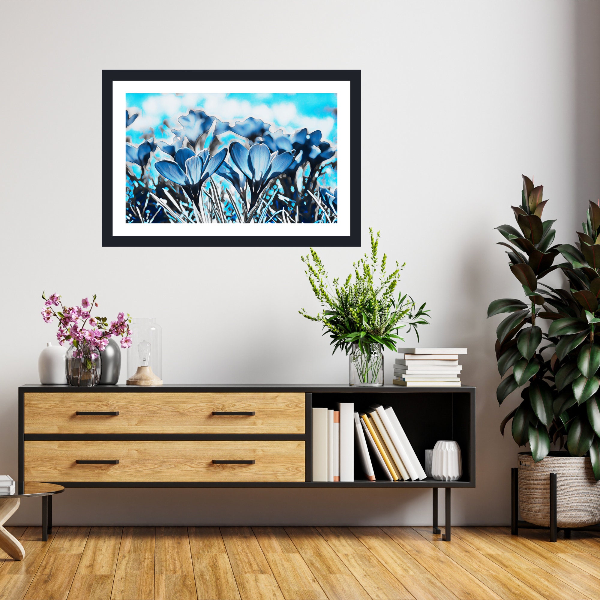 Blue Flowers Wall Art Print, Printable Wall Art for Home Decor and ...