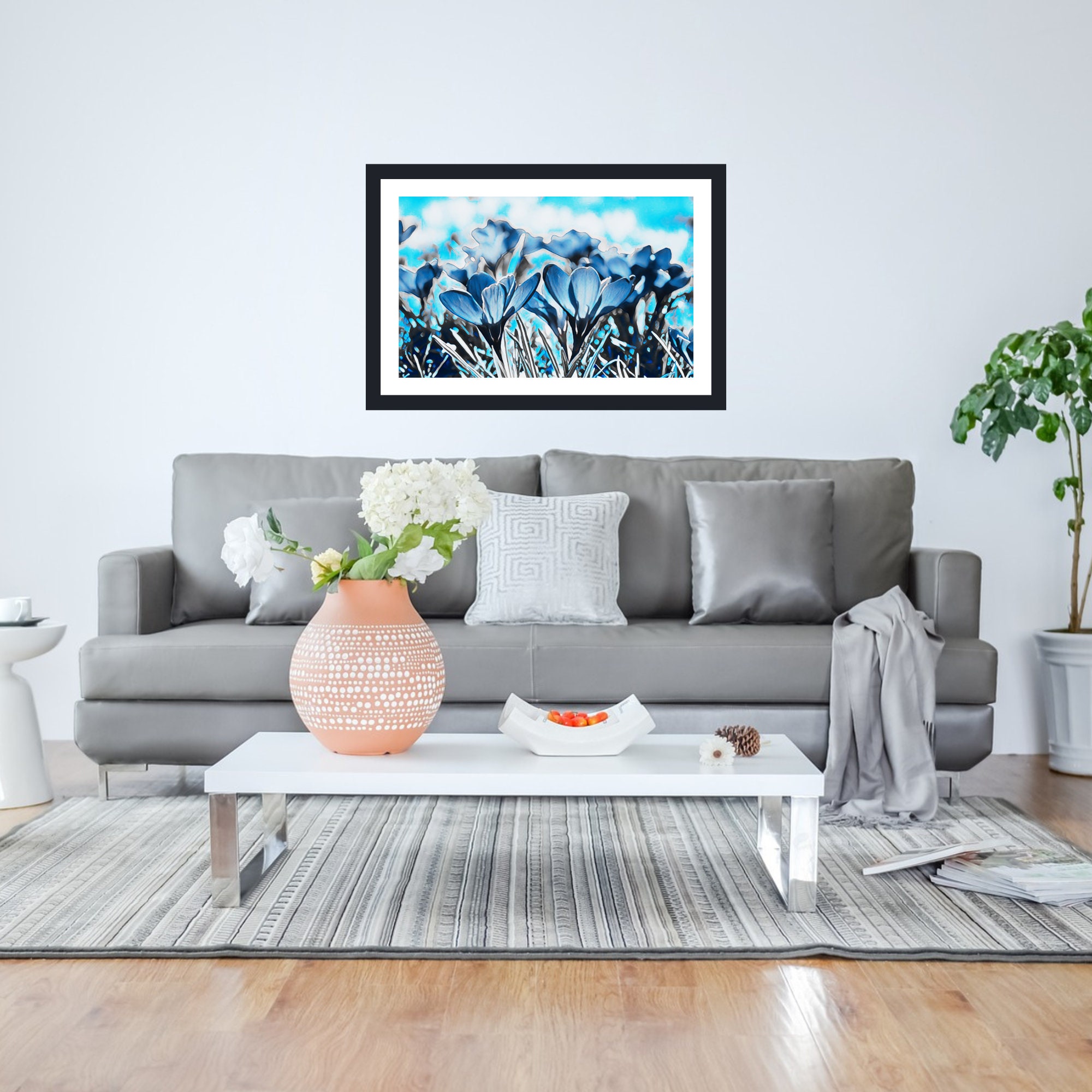 Blue Flowers Wall Art Print, Printable Wall Art for Home Decor and ...