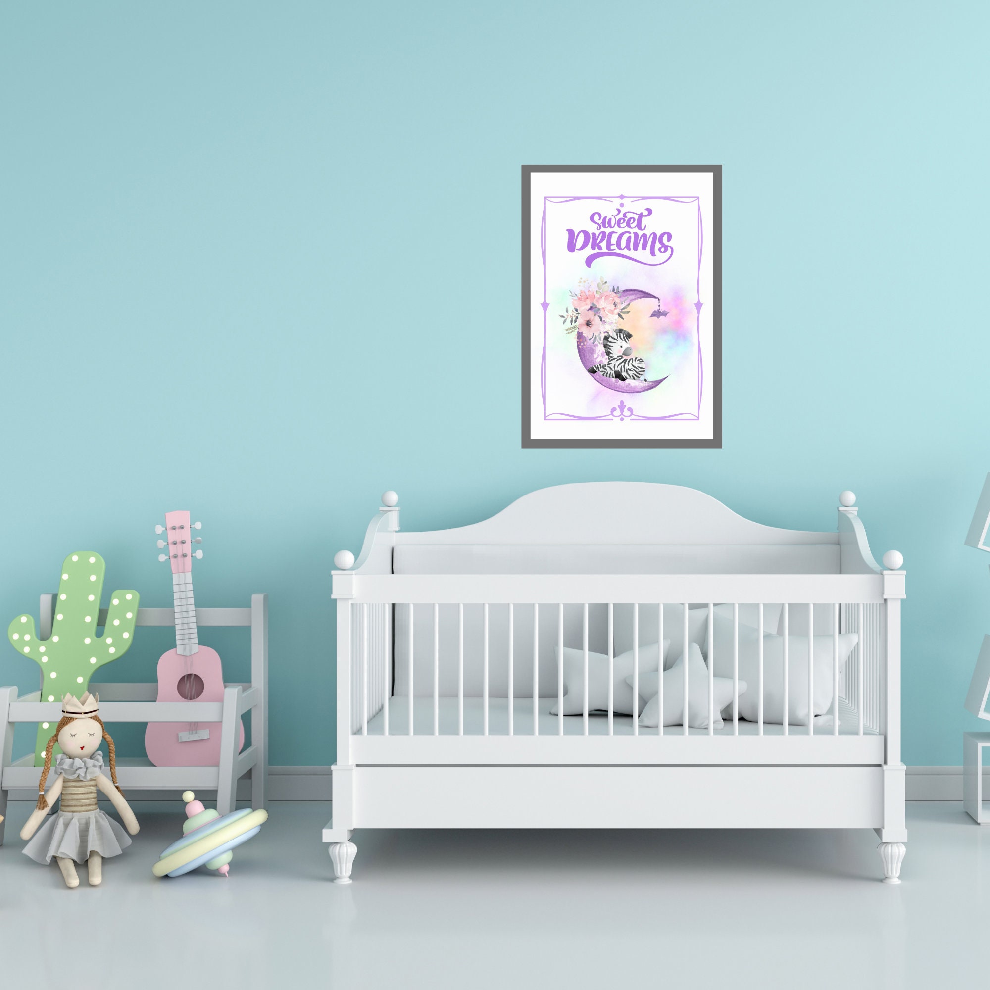 Zebra and Moon Nursery Prints, Digital Products, Digital Download ...