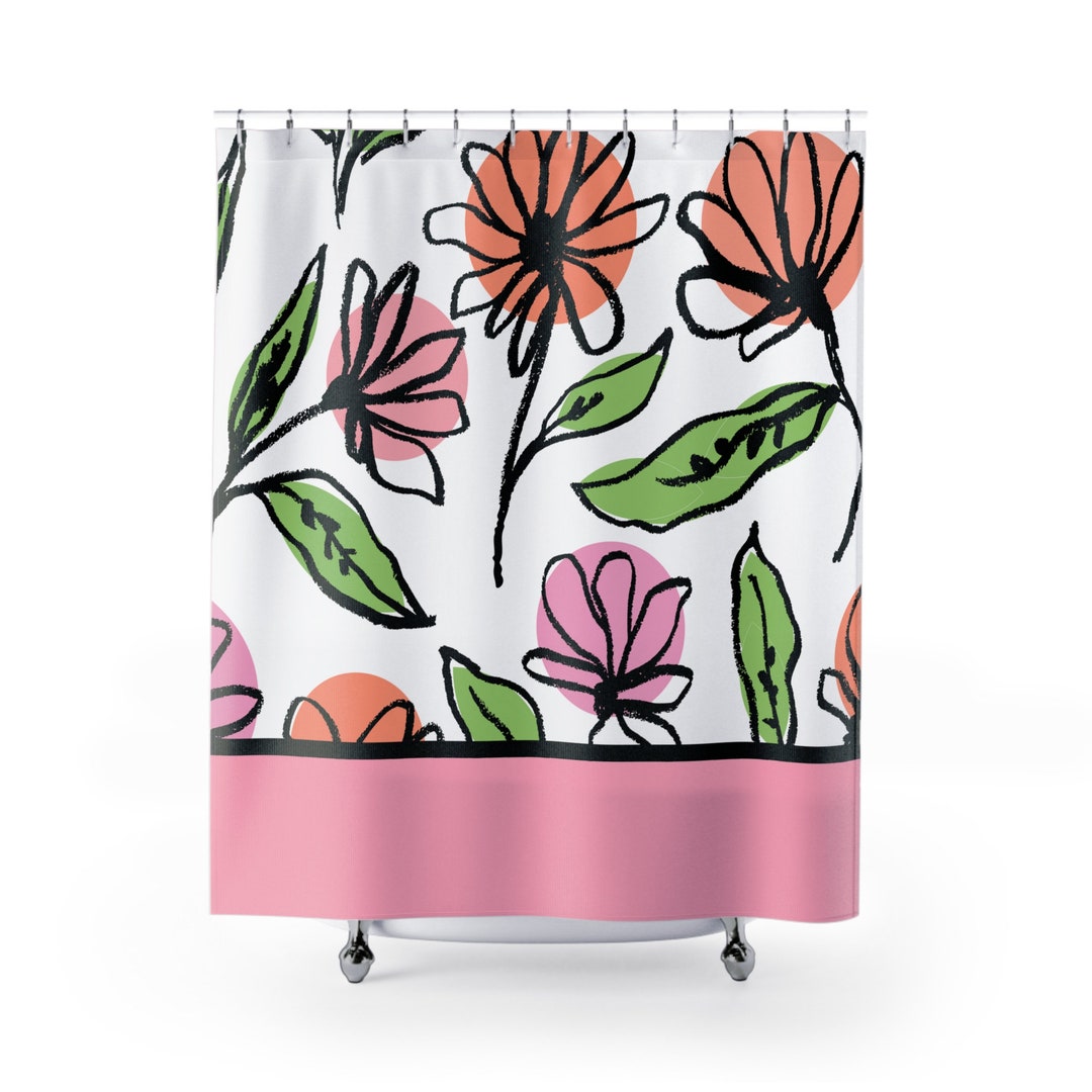 Botanical Shower Curtain Modern Bath Decor Floral Shower Curtain