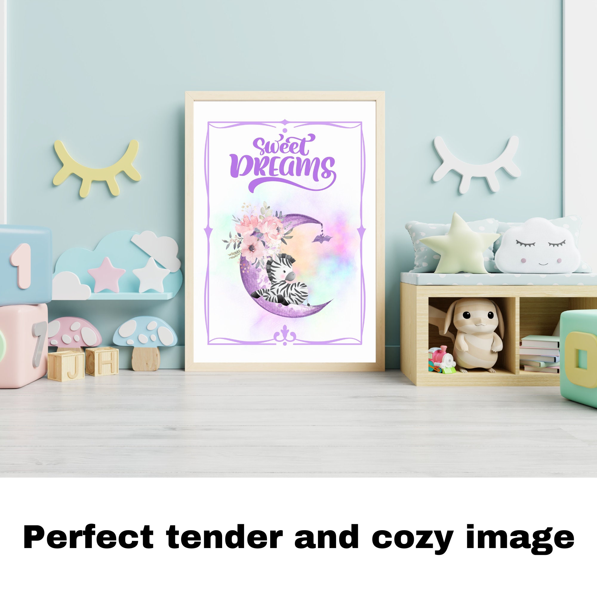Zebra and Moon Nursery Prints, Digital Products, Digital Download ...