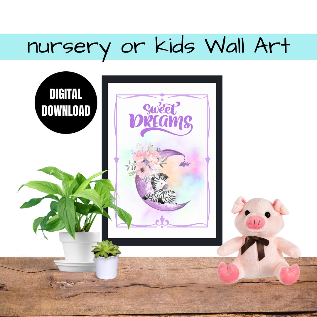 Zebra and Moon Nursery Prints, Digital Products, Digital Download ...