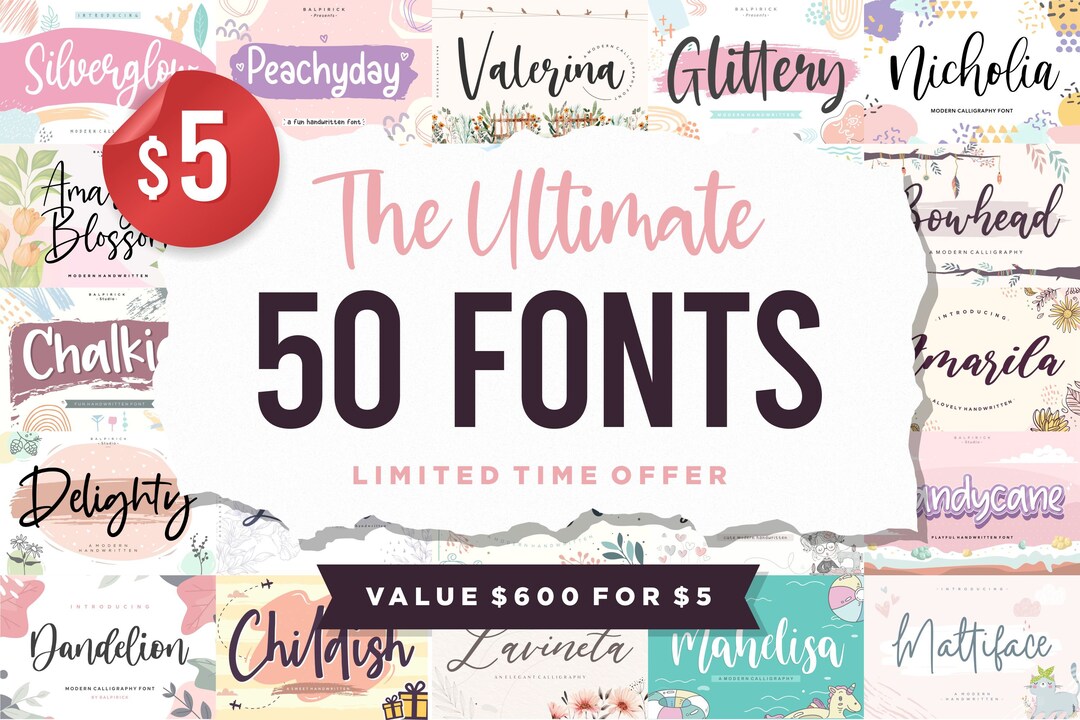 Ultimate 50 Font Bundle - Calligraphy Font, Script Font, Farmhouse Font ...