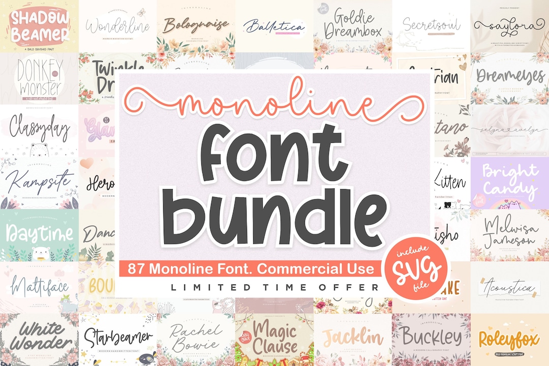 Monoline Font Bundle - Monoline Font, Script Font, Bold Font, Farmhouse ...