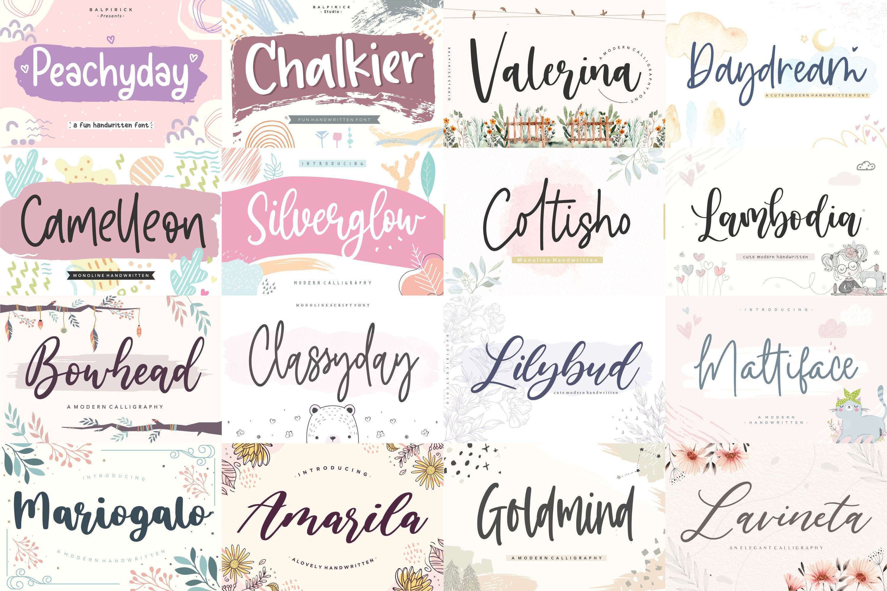 Mega Bundle 100 Font Bundle Calligraphy Font, Script Font, Farmhouse ...