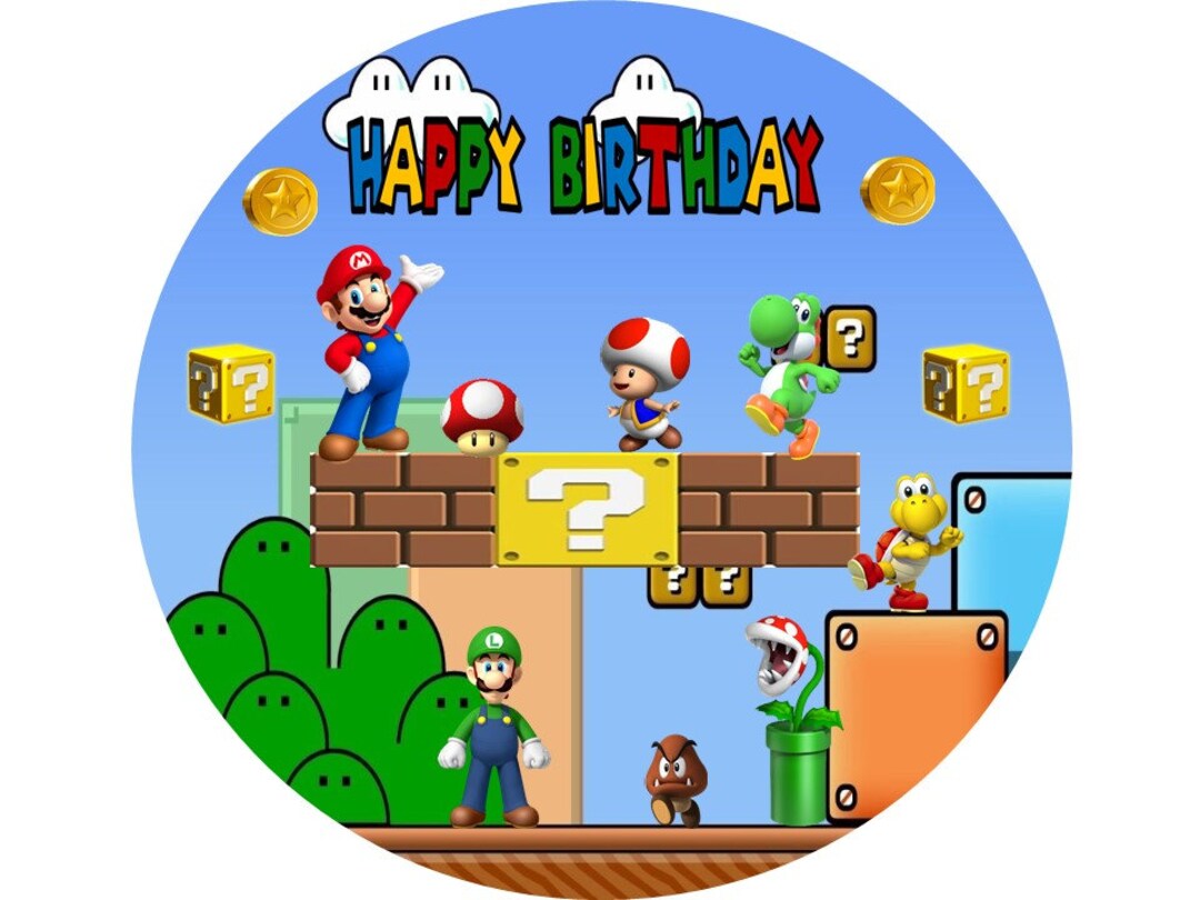 Transfer for Gelatin mario Bros 8 Inches Round. - Etsy