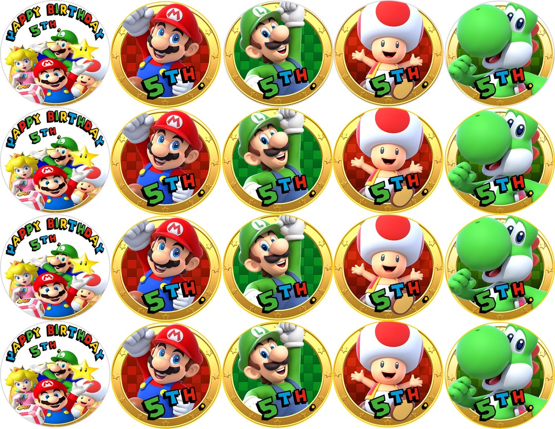 Papel de azúcar Mario Bros 20 imágenes de 2 Redondo - Etsy México