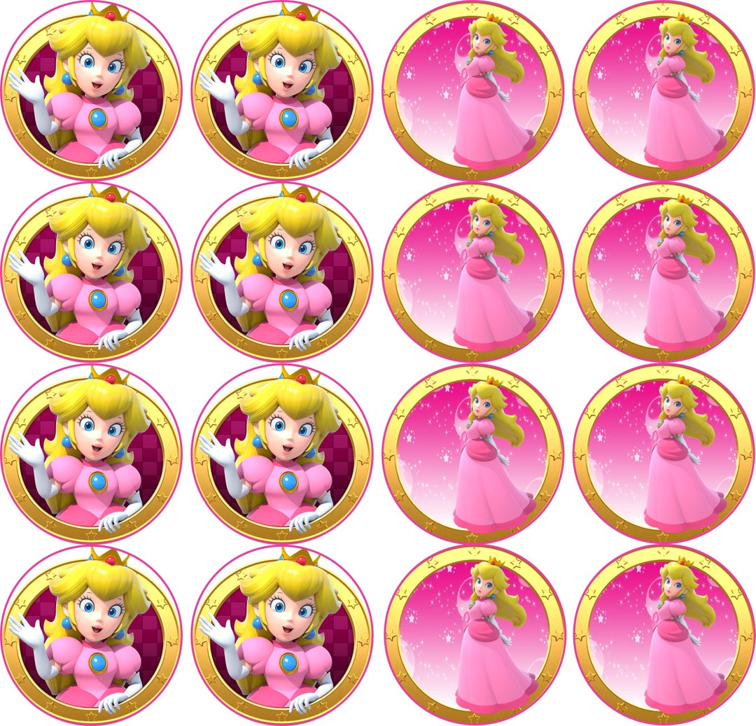 Sugar Paper (princess Peach) 16 Images of 2” Round - Etsy