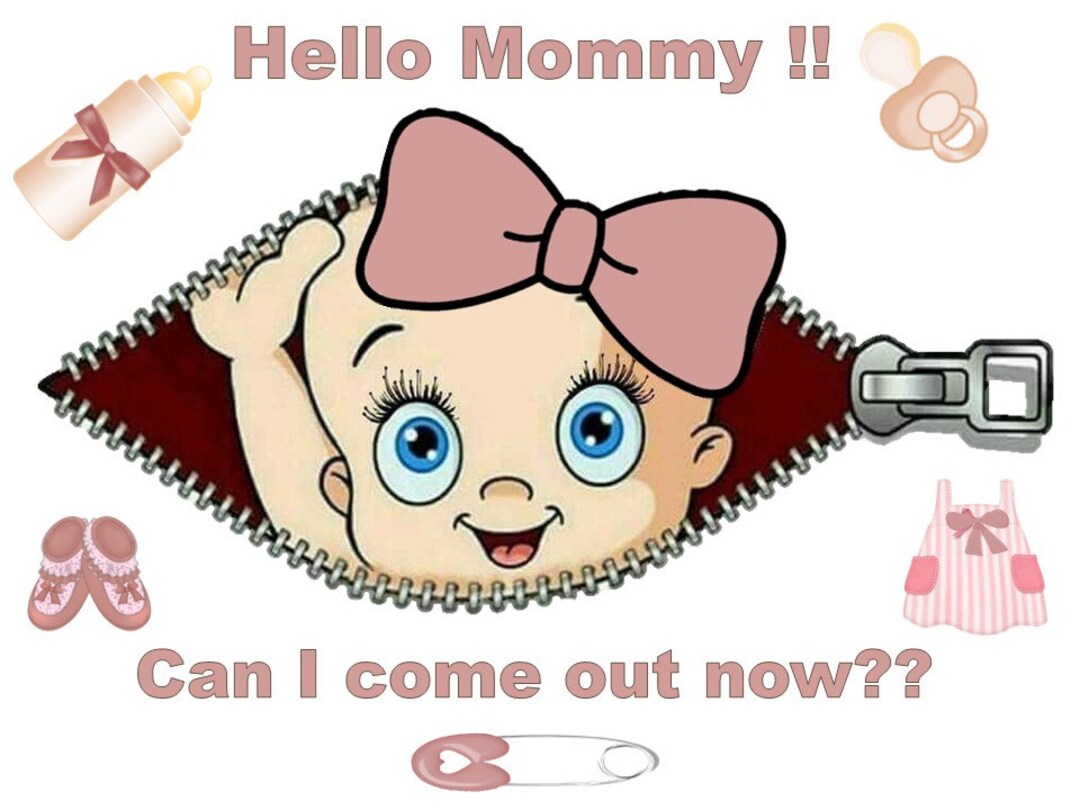 Transfer para gelatina Baby shower, Can I come out now tamaño carta ...