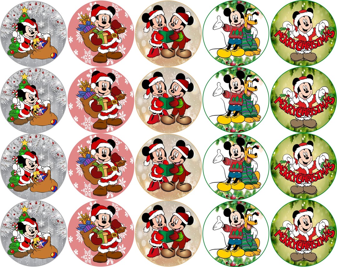 Sugar Paper (mickey Mouse Christmas) 20 Images of 1.81” Round - Etsy