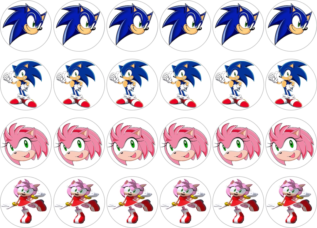 Sugar Paper (sonic and Amy) 24 Images, 1.5” Round - Etsy
