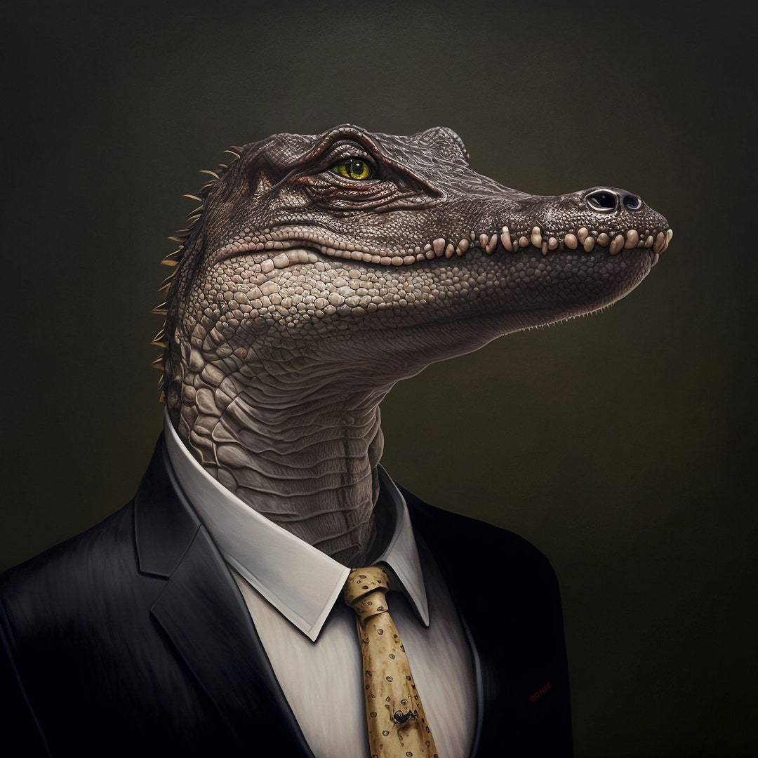 Crocodile in Suit- Animal Portrait, Animal Head - Digital Download ...