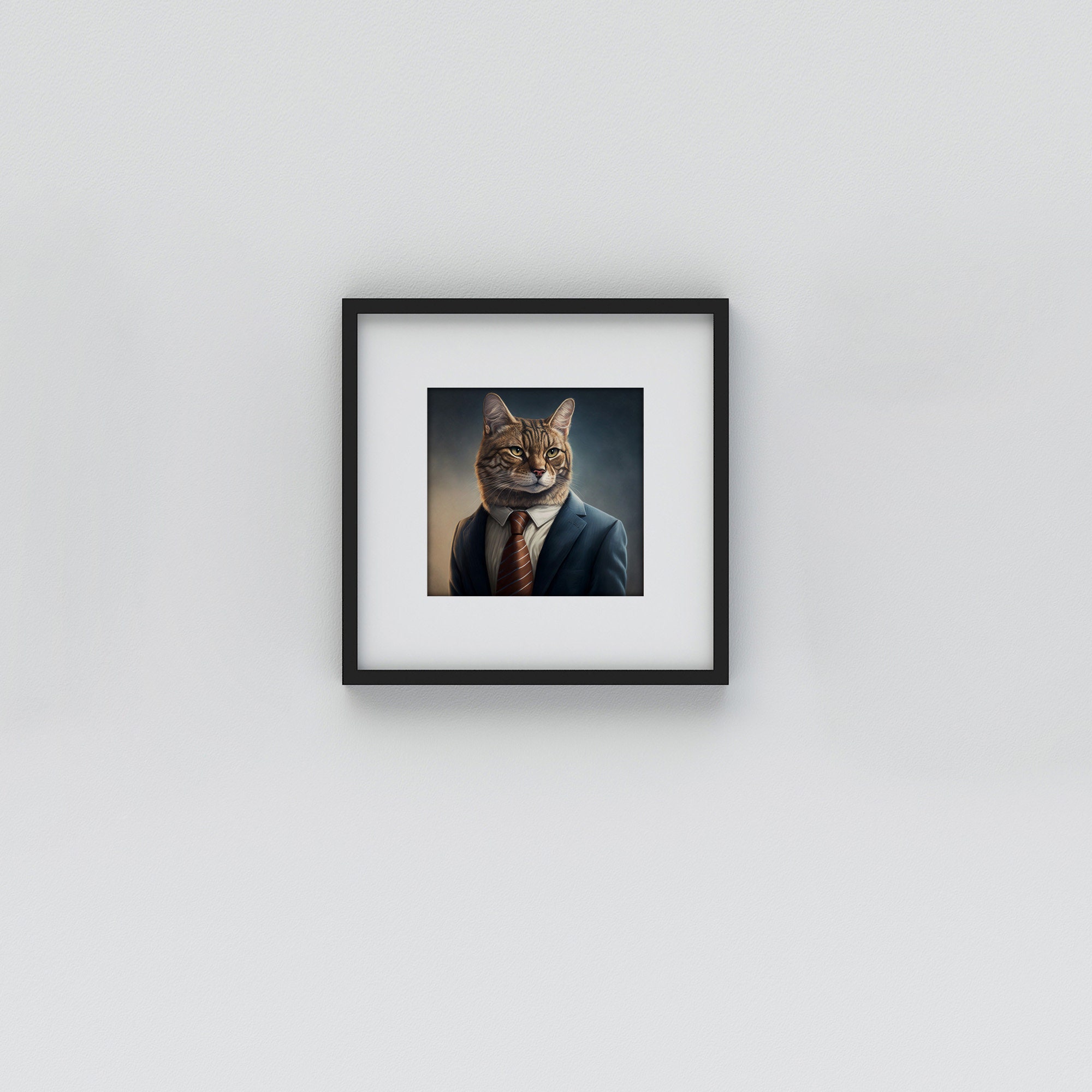 Tiger Cat in Suit Animal Portrait, Animal Head Digital Download Print ...