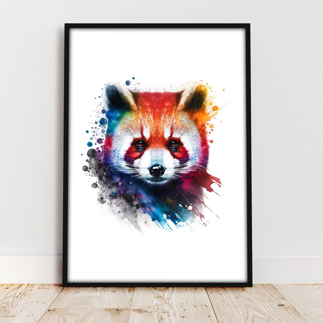 Animal Portrait Red Panda - Digital Painting, PDF - Watercolor, Wall ...